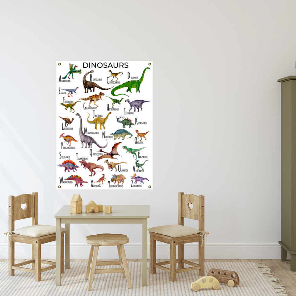Dinosaur Alphabet Poster on Archival Fine Art Paper or Canvas - Dera Design